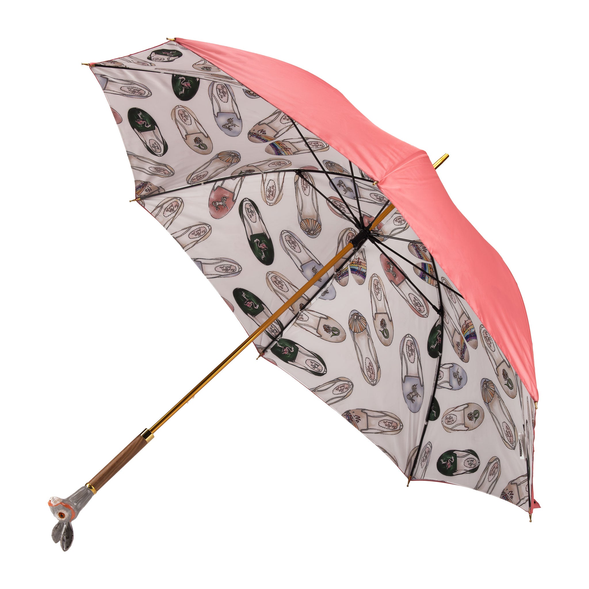 French Sole Designer Pink Double Canopy Umbrella with Bunny Head Handl ...